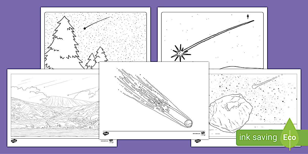 Meteor Shower Colouring Pages (teacher made) - Twinkl