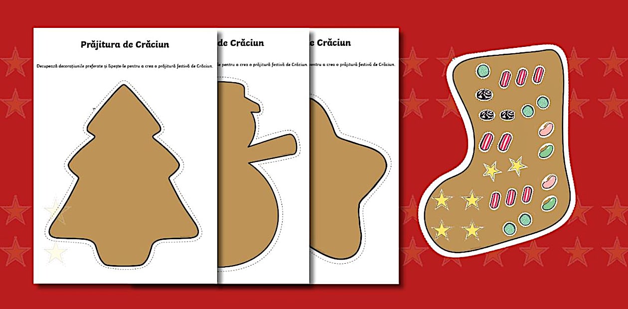 Prăjituri festive de Crăciun – Activitate decupare și lipire