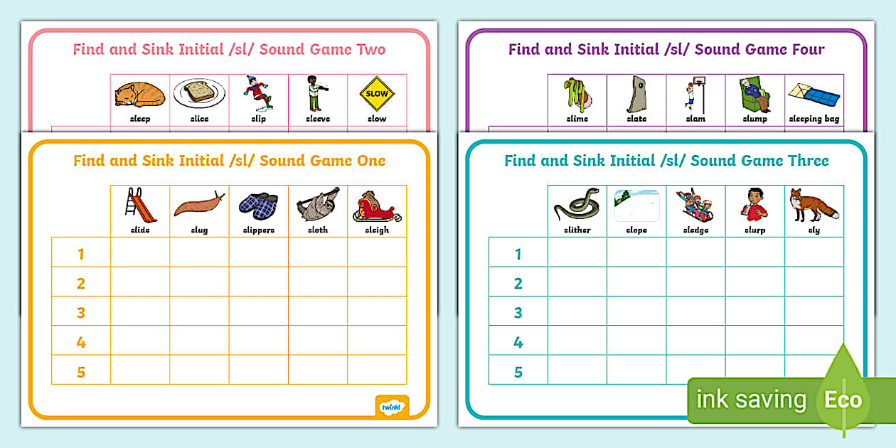 Find and Sink /sl/ Sound Game - Speech and Language - Twinkl