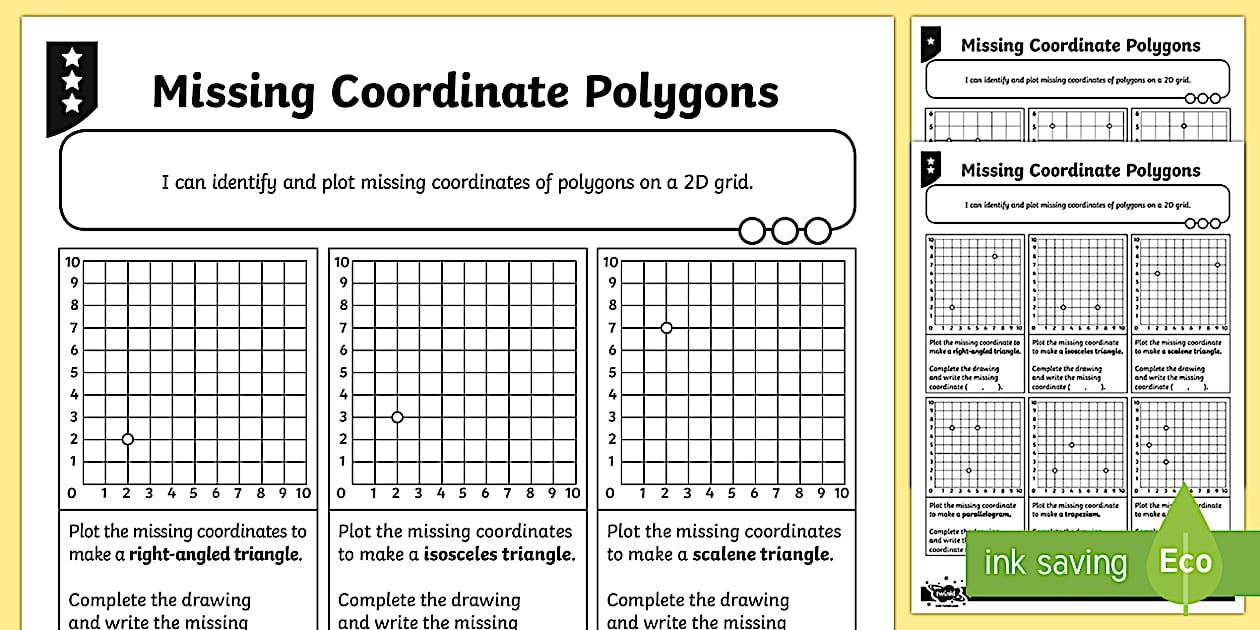 Missing Coordinate Polygons Differentiated Worksheet / Worksheets