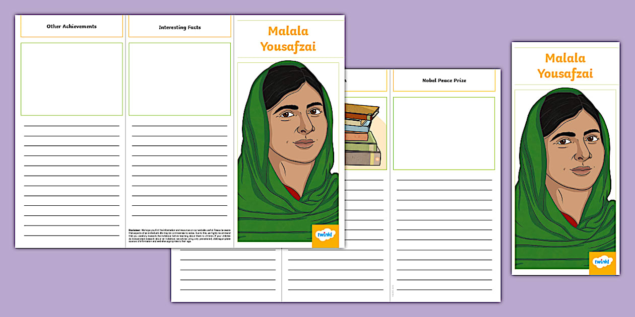 Malala Yousafzai Leaflet Template (teacher made) - Twinkl