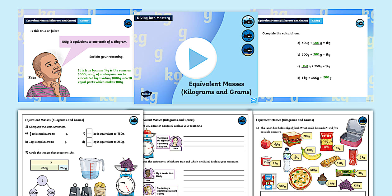 👉 Y3 Diving into Mastery: Step 4 Equivalent Masses (kg and g)