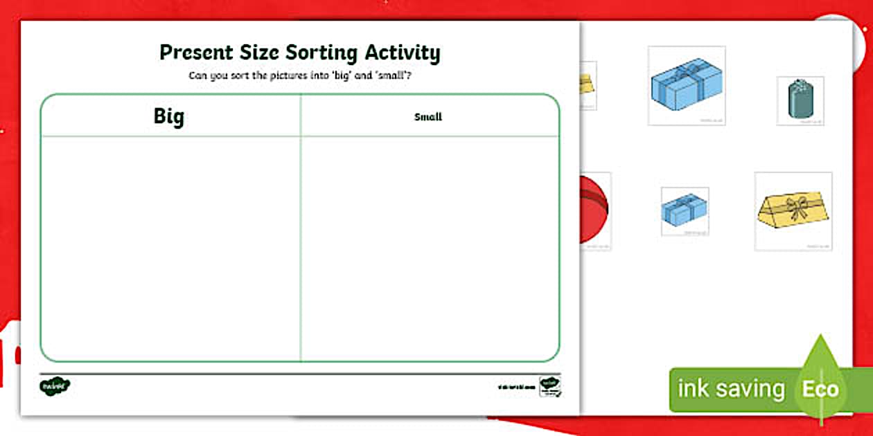 Present Size Sorting Worksheet / Worksheets (teacher made)