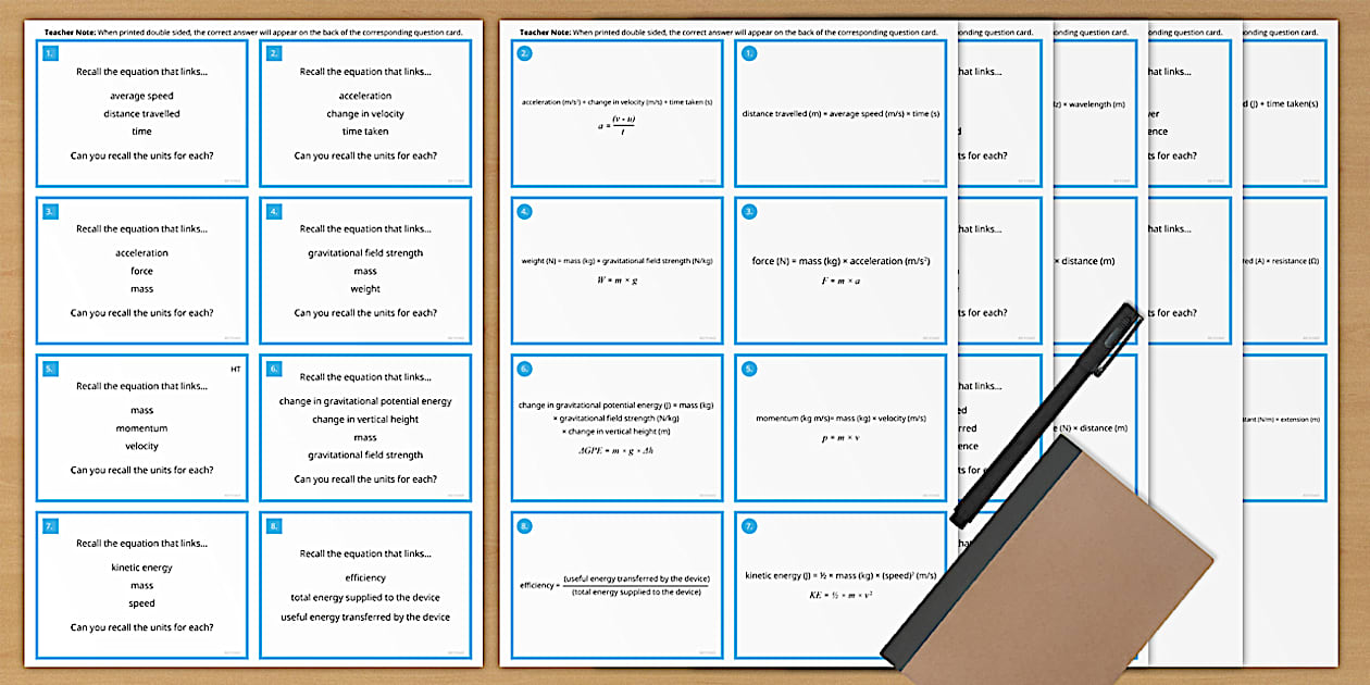 Edexcel Combined Science Physics Equations Flashcards