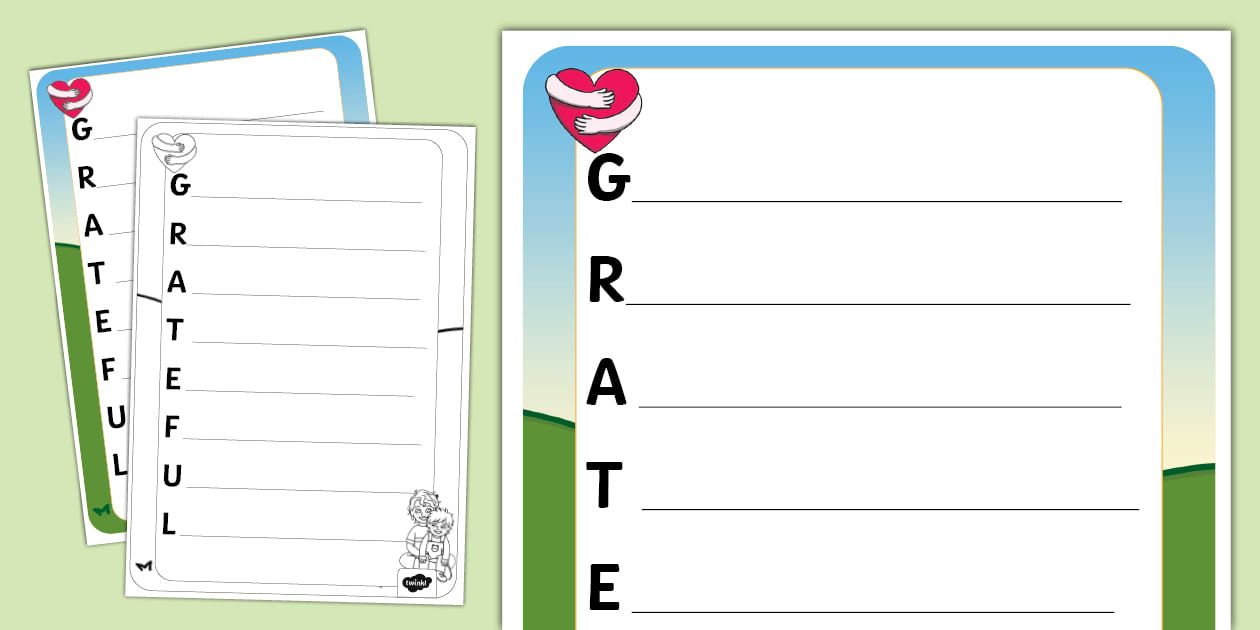 Grateful Acrostic Poem Template - Twinkl