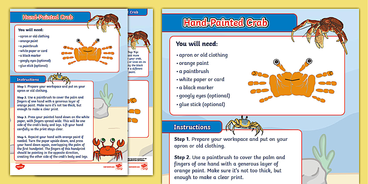 Hand-Painted Crab Shell Craft Instructions (teacher made)
