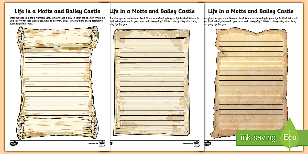 Black and White Life in a Motte and Bailey Castle Worksheets