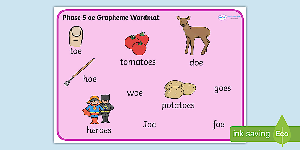 Phase 5 oe Grapheme Word Mat (teacher made) - Twinkl