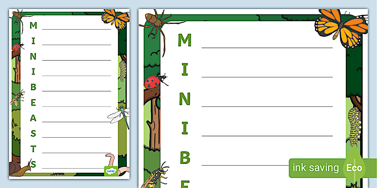 Minibeasts Acrostic Poem Template - Twinkl - KS1 - Twinkl