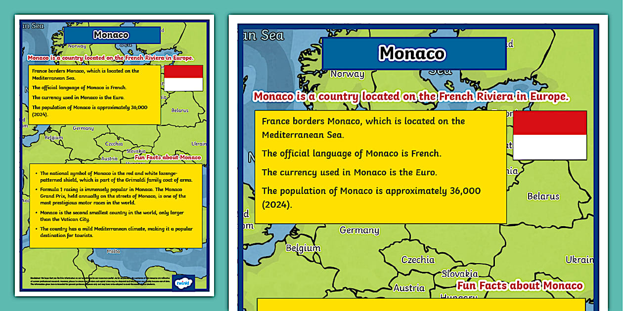 Country of Monaco Facts Display Poster (Teacher-Made)