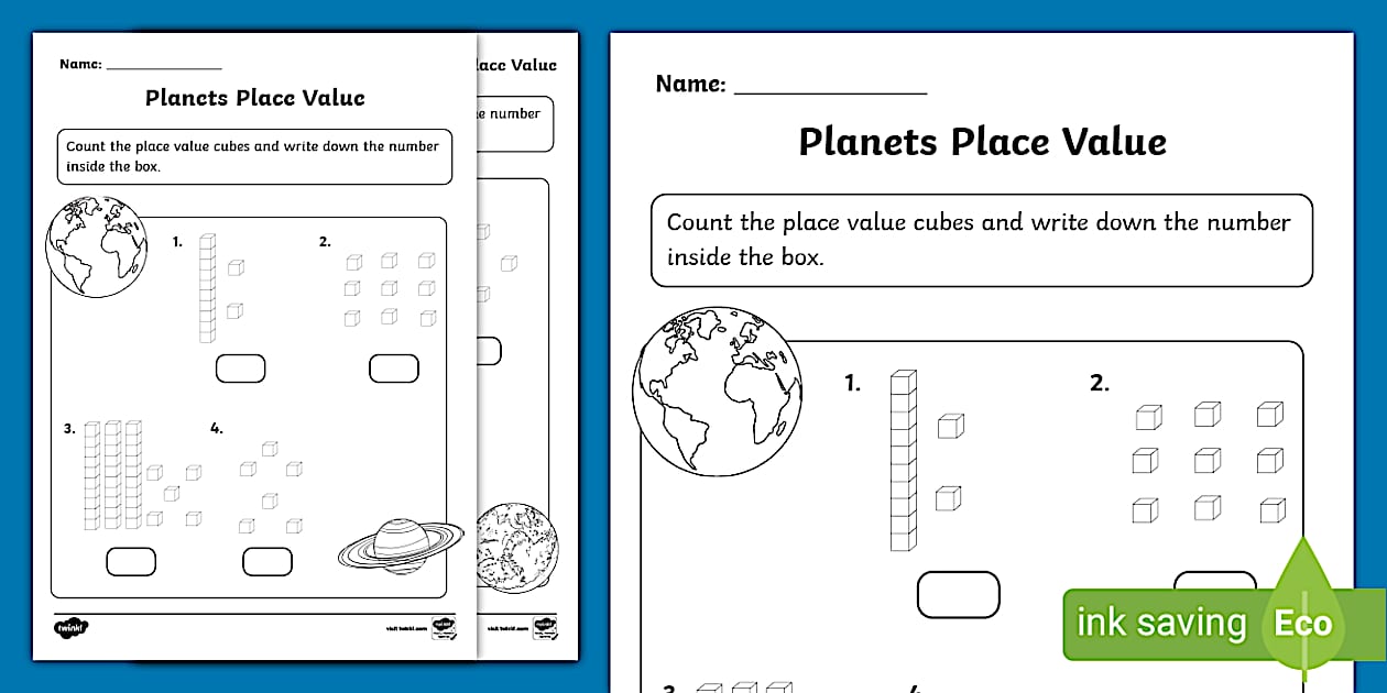 Planets Place Value Activity Sheet (teacher made) - Twinkl