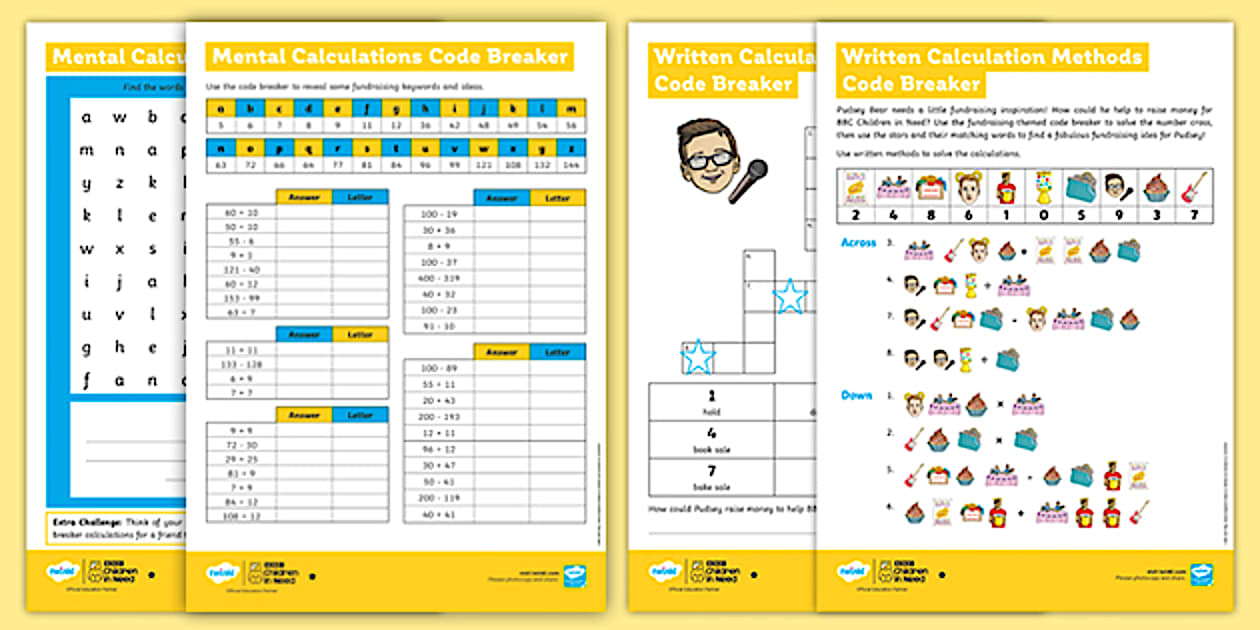 FREE! - UKS2 BBC Children in Need Code Breaker Differentiated Worksheets