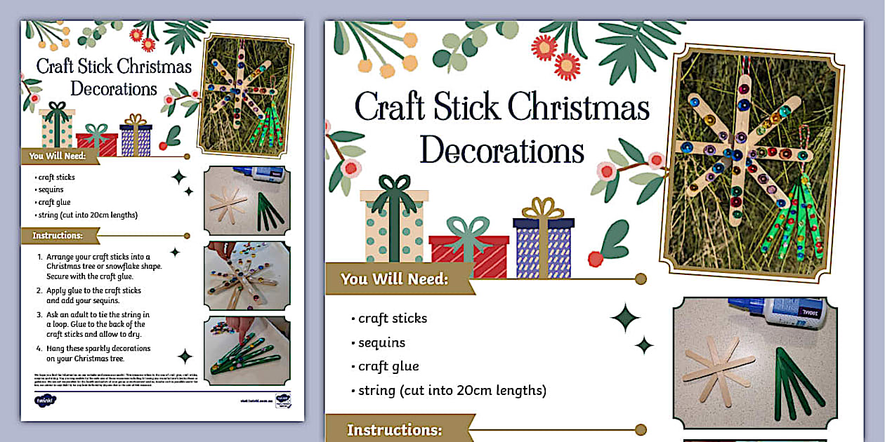 Craft Stick Christmas Decorations (teacher made) - Twinkl