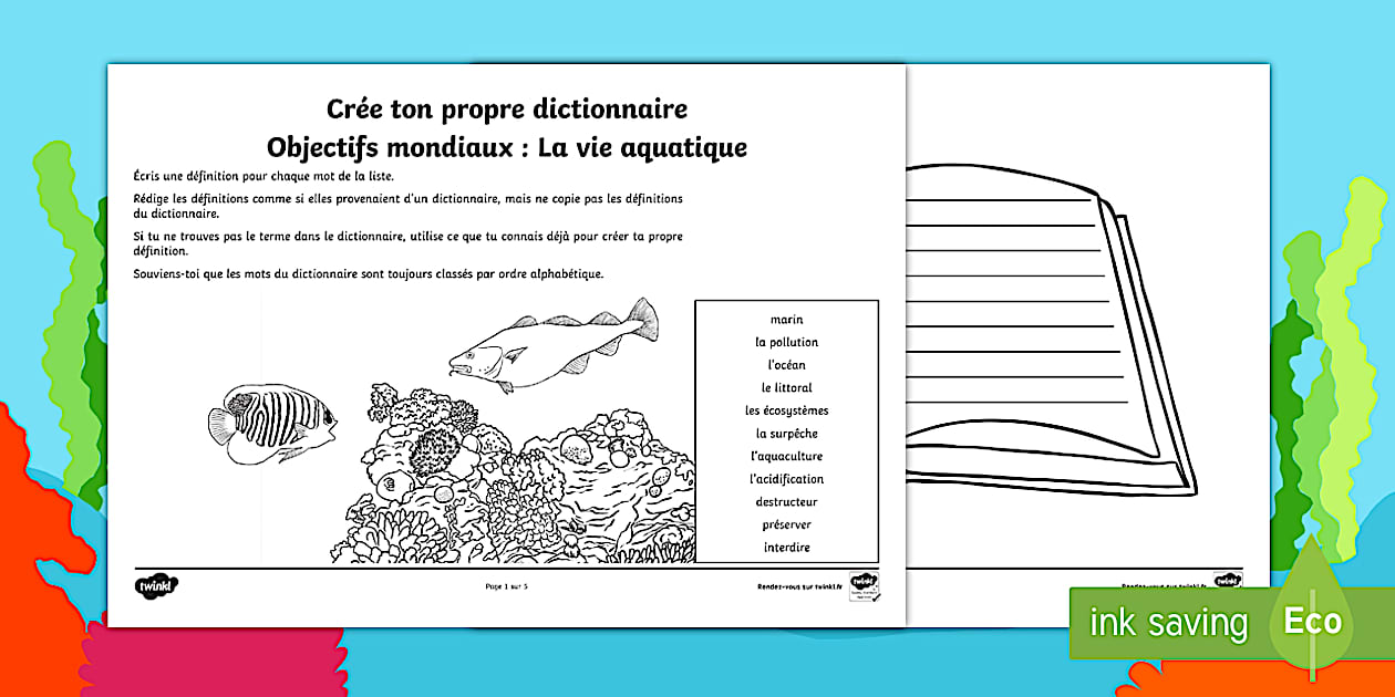 Objectifs mondiaux : La vie aquatique (Hecho por educadores)