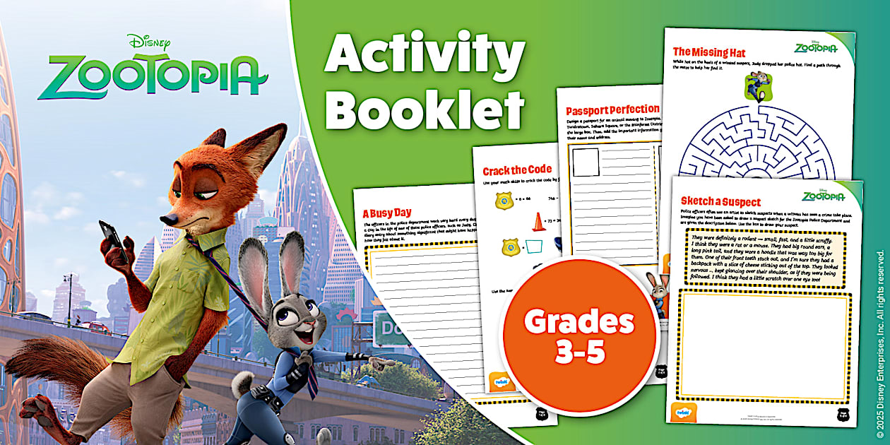 Zootopia: Activity Booklet for 3rd-5th Grade