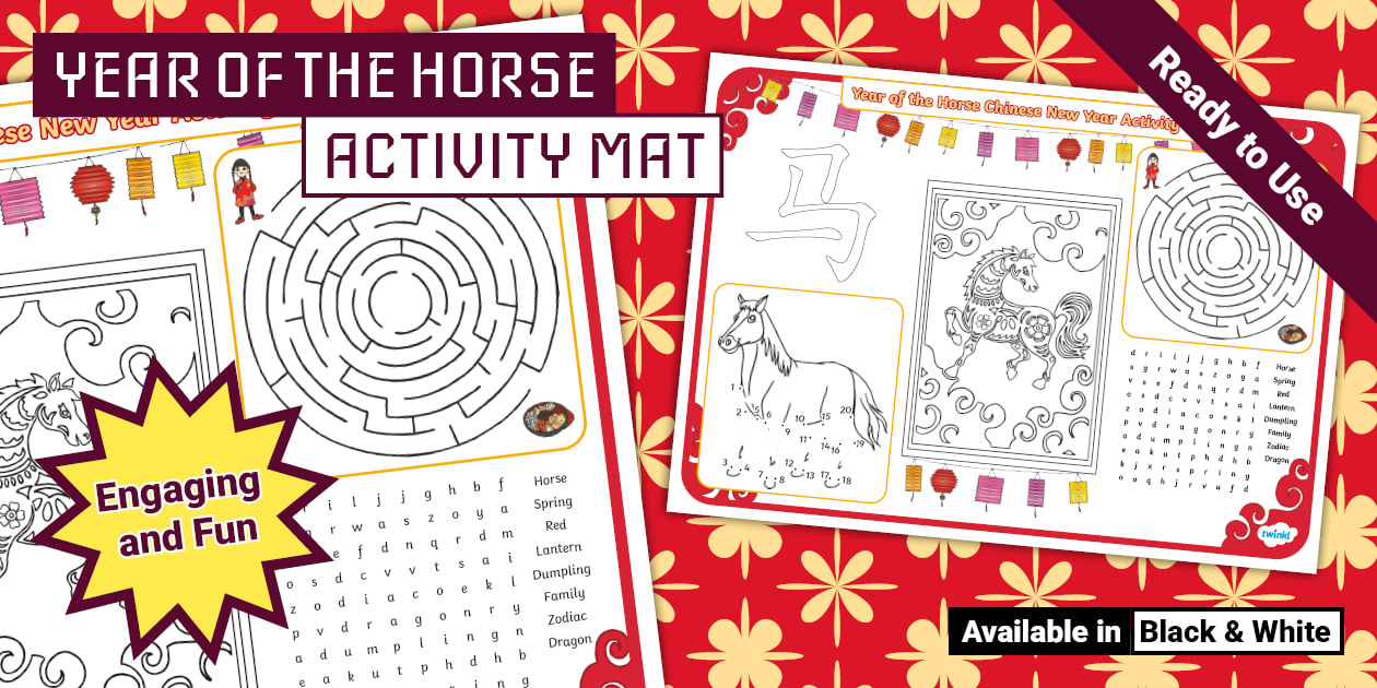 Year of the Horse Chinese New Year Activity Mat
