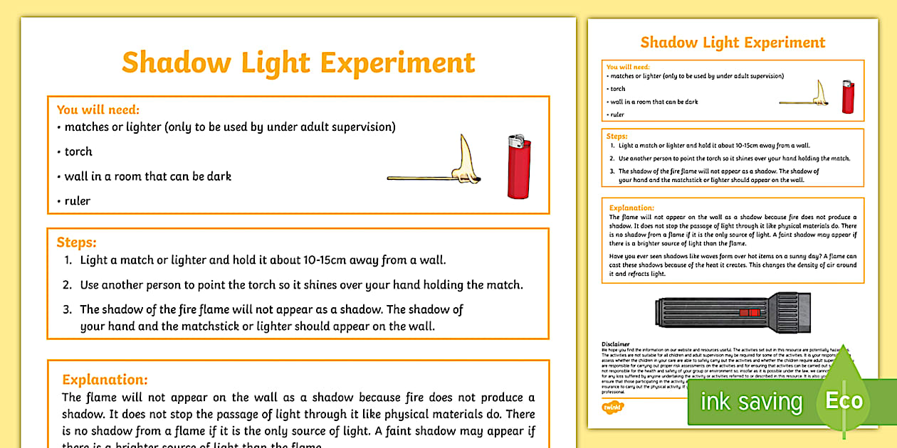 Fire Light and Shadow Science Experiment (Teacher-Made)