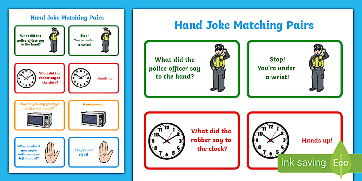 Hand Joke Matching Pairs (teacher made) - Twinkl