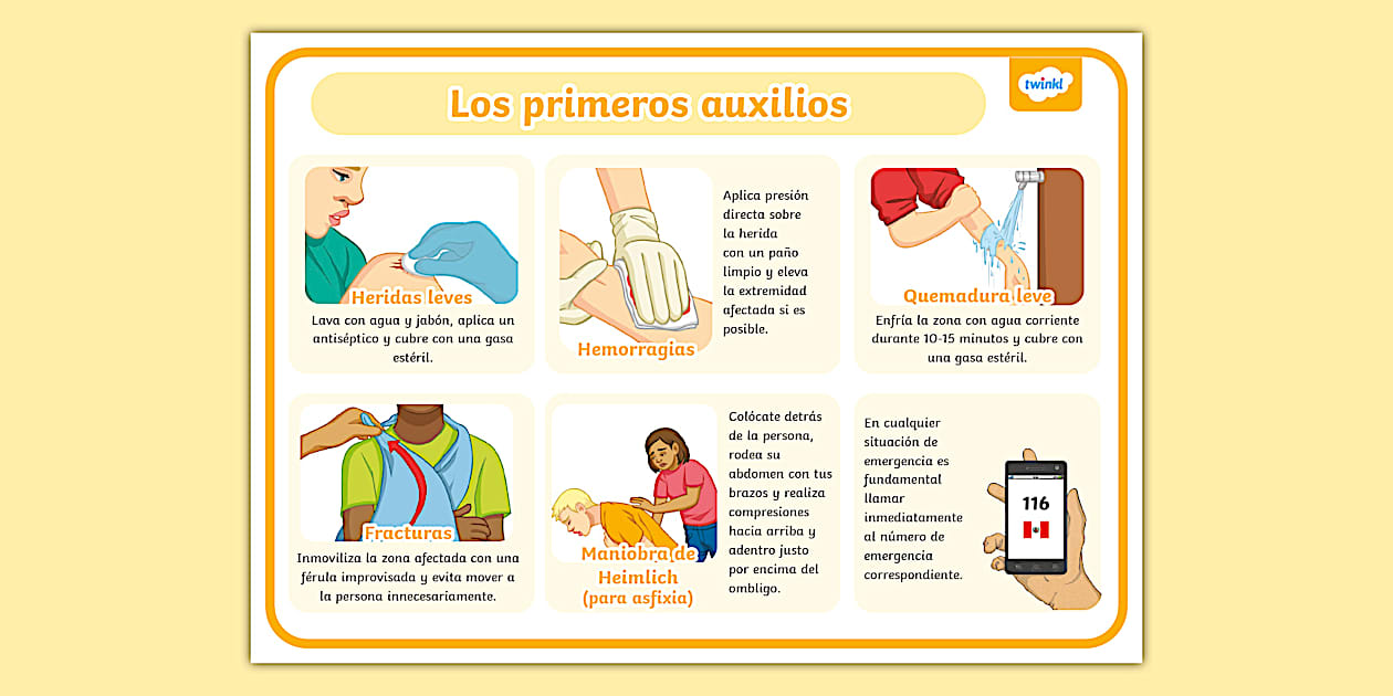 Lámina de primeros auxilios | Recursos Educativos Twinkl