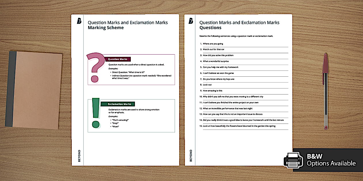 Question Marks and Exclamation Marks Activity Sheet - Twinkl