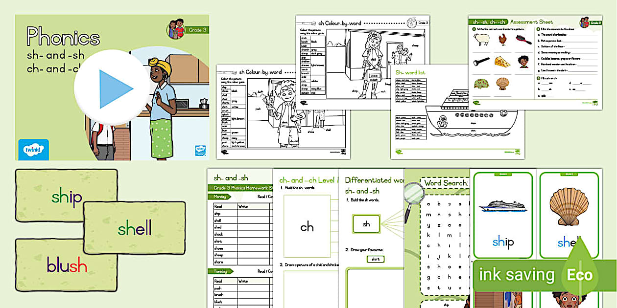Grade 3 Phonics: sh and ch Taster Phonics Pack - Twinkl