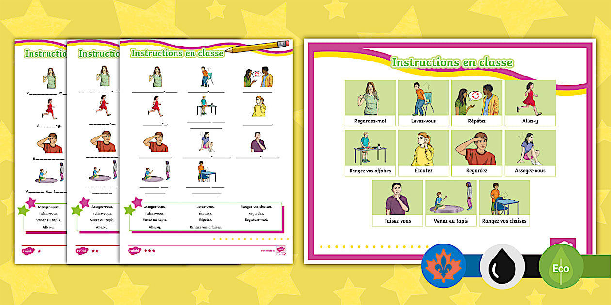 Classroom Instructions Wordmat French (teacher made)