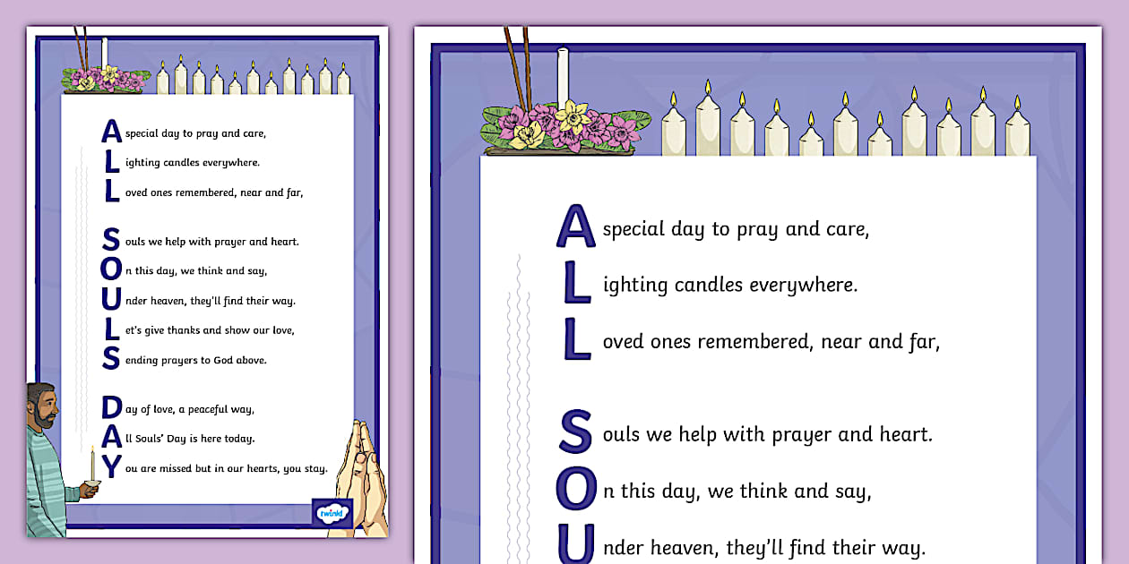 All Souls' Day Acrostic Poem Display Poster - Twinkl