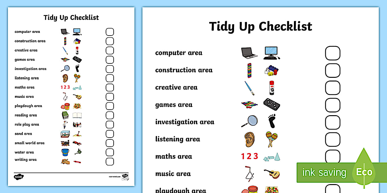 Editable Class Tidy Up Checklist (teacher made) - Twinkl