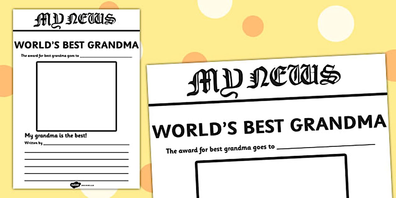 Editable World's Best Grandma Newspaper Writing Template