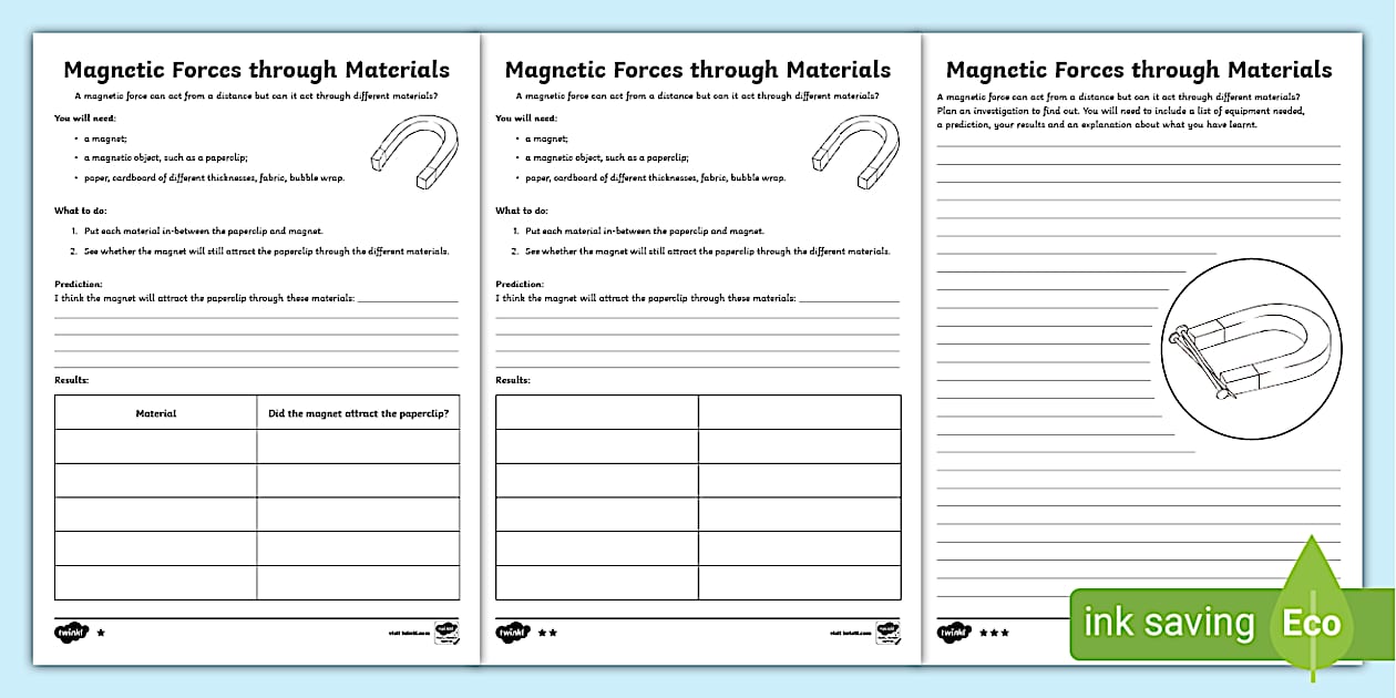 Magnetic Forces Through Materials Differentiated Worksheets