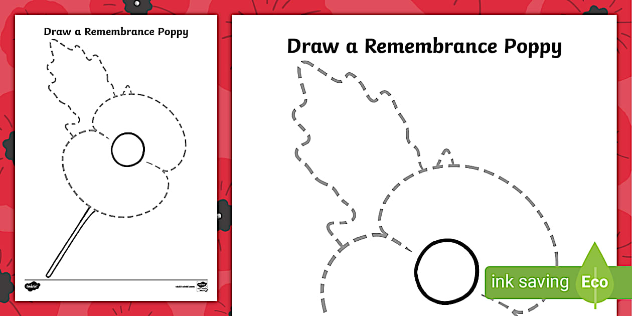 EYFS Remembrance Day Draw a Poppy Pencil Control Activity