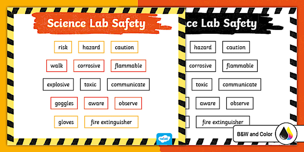 Science Lab Safety Vocabulary Mat for 3rd-5th Grade - Twinkl