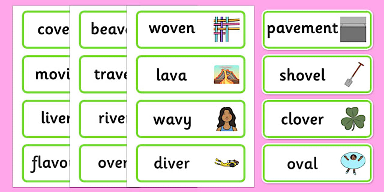 Medial v Word Cards (teacher made) - Twinkl