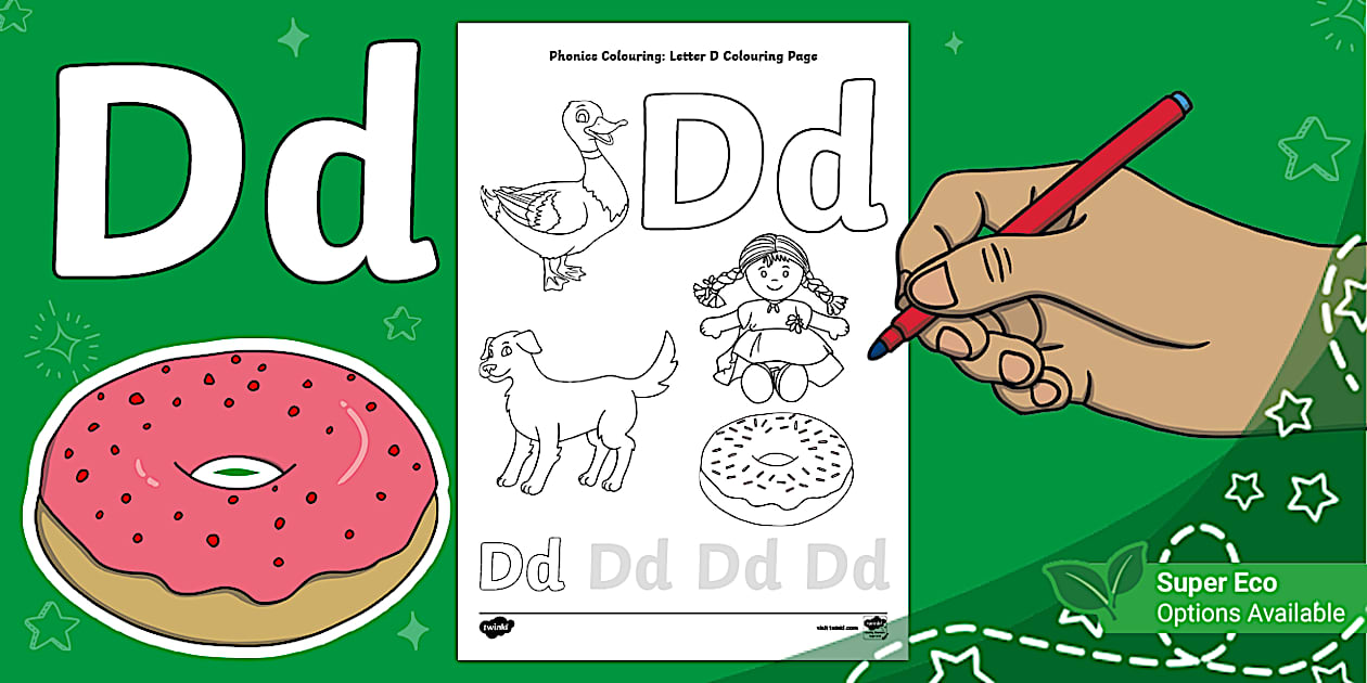 Phonics Colouring: Letter D Colouring Page (teacher made)