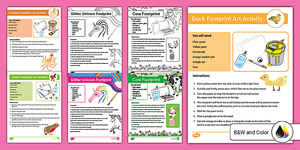 Animal Footprint Art Activity Pack (teacher made) - Twinkl