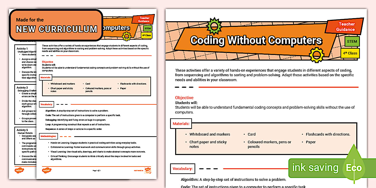 Coding Without Computers Teacher Guidance (teacher made)