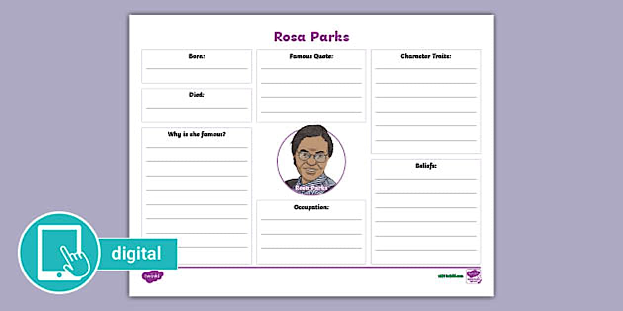 Editable Rosa Parks Biography Web Activity for 3rd-5th Grade