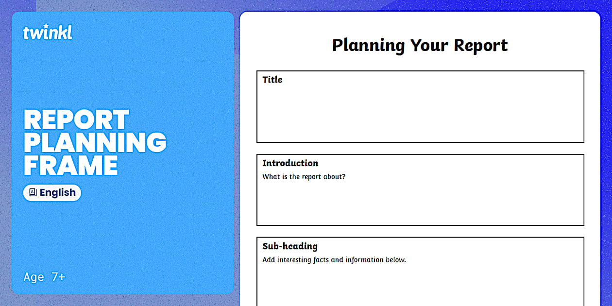 KS2 Report Writing Template Frame | Planning a Report