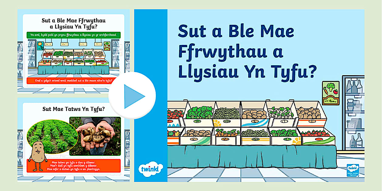Y Clwb Moron: Pŵerbwynt Sut a Ble Mae Ffrwythau a Llysiau yn Tyfu?