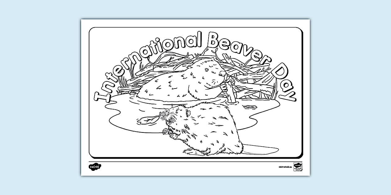 International Beaver Day Colouring Page (teacher made)