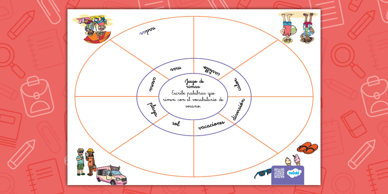 Guía de Trabajo: Rueda - Rimas de Verano - Twinkl