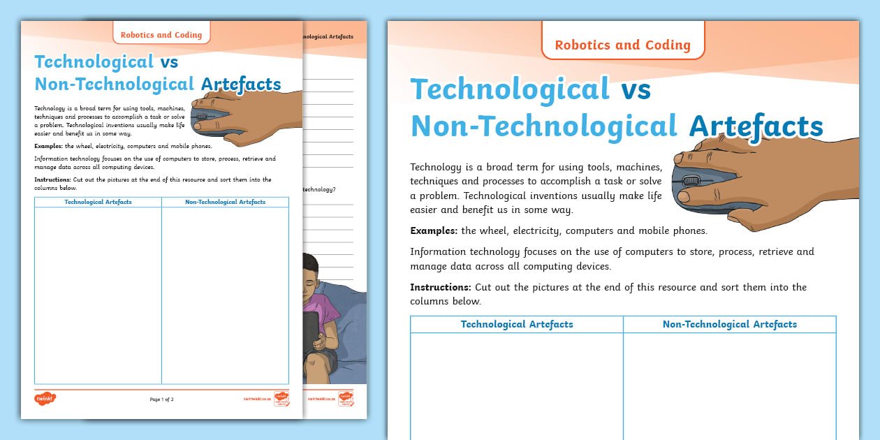 Technological vs Non-Technological Artefacts - Twinkl