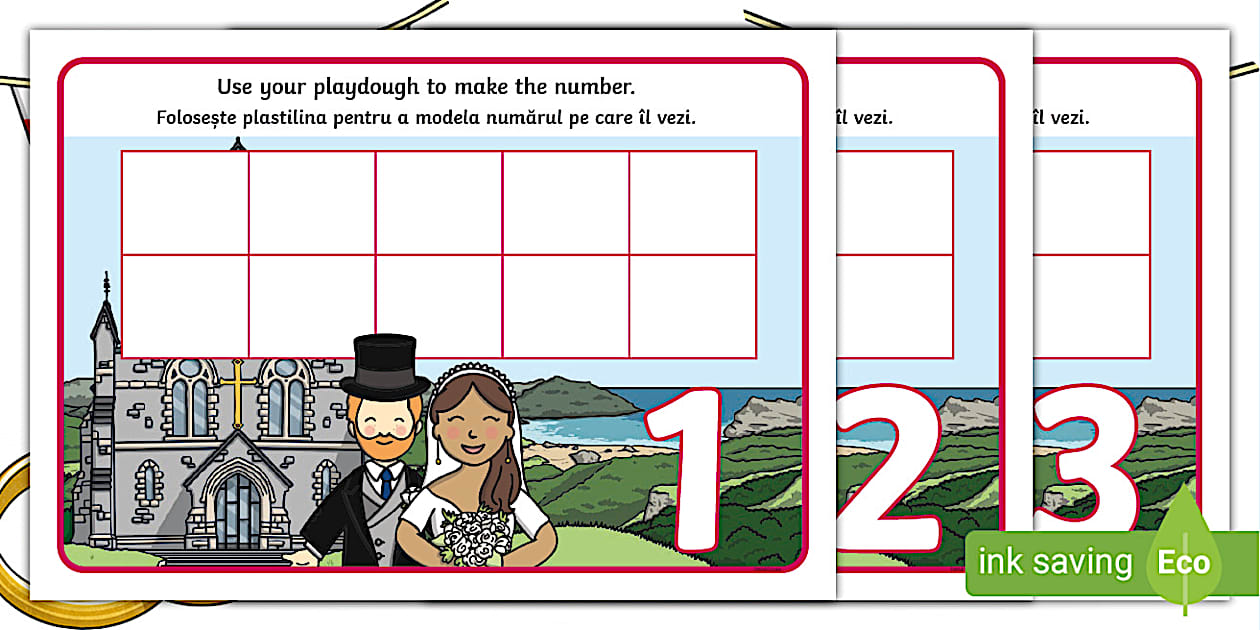 Wedding 10 Frame Modelling Dough Mats - English/Romanian