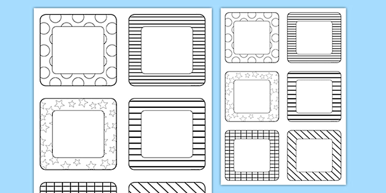 Editable Black and White Patterns Square Peg Labels - Twinkl