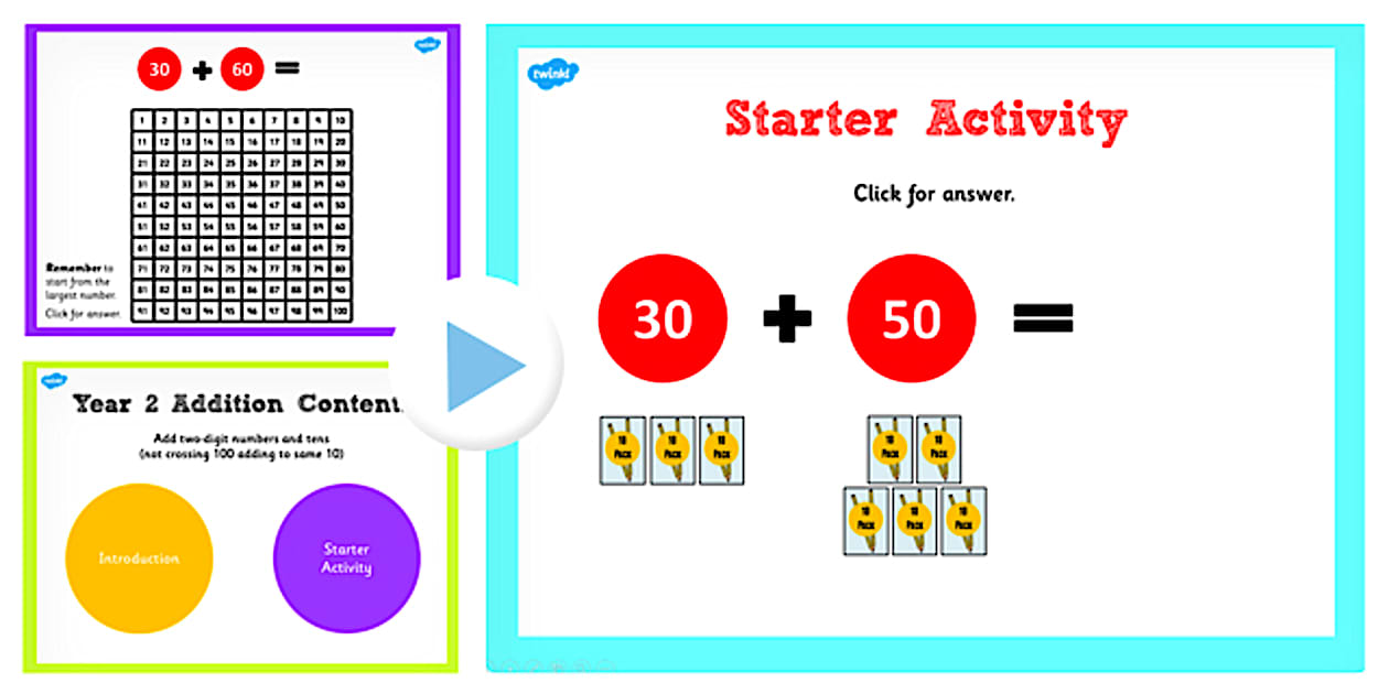 Year 2 Adding 2 Digit Numbers and Tens Not Crossing 100 Base 10