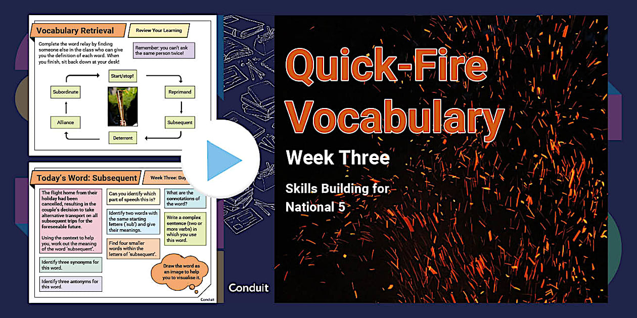 National 5 Quick-fire Vocabulary: Week Three (teacher made)