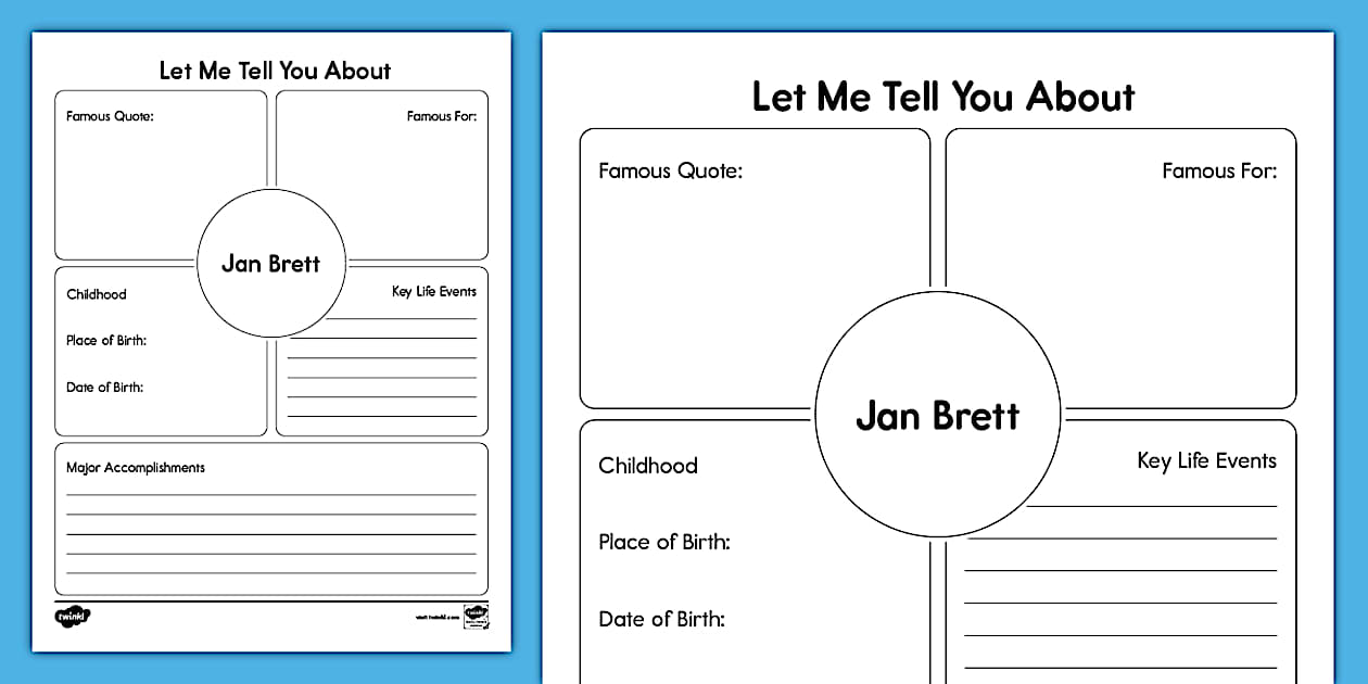 Let Me Tell You About Jan Brett Biography Activity for K-2nd