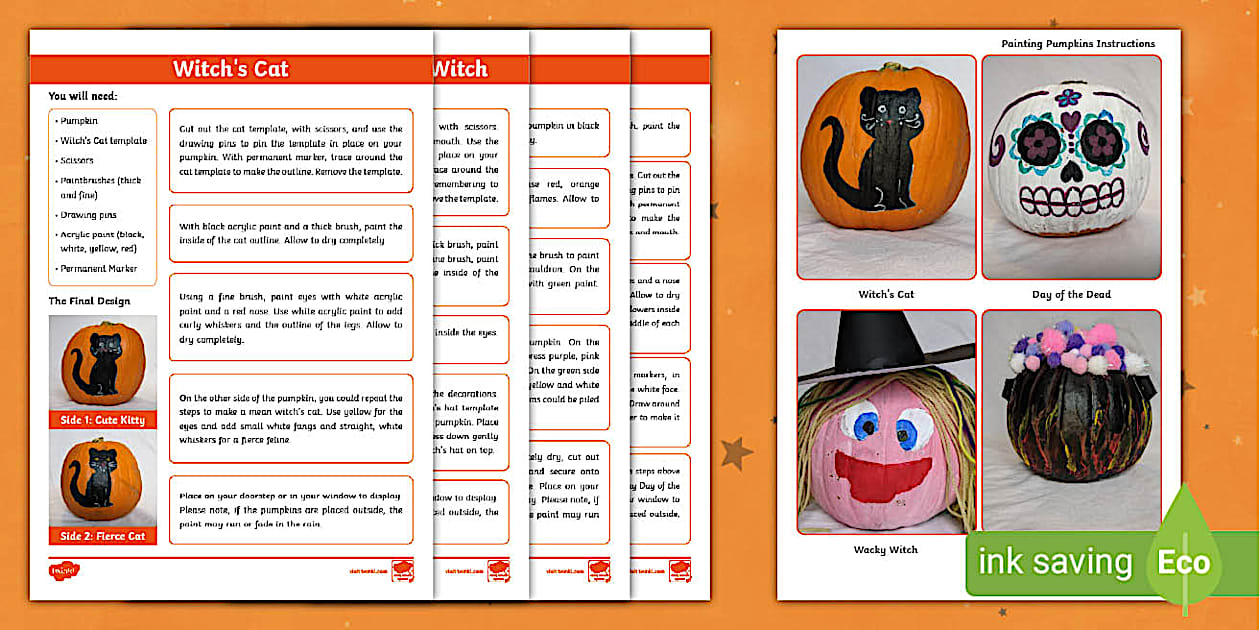Painting Pumpkins Instructions (teacher made) - Twinkl