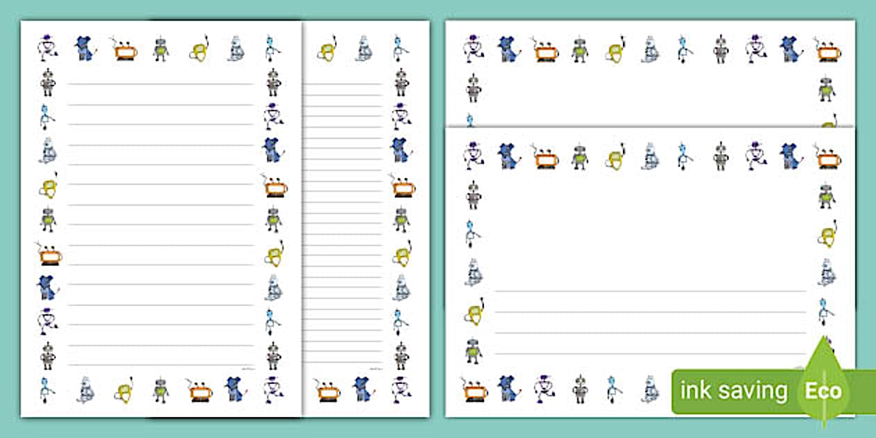 Editable Robot Portrait Page Borders (teacher made) - Twinkl