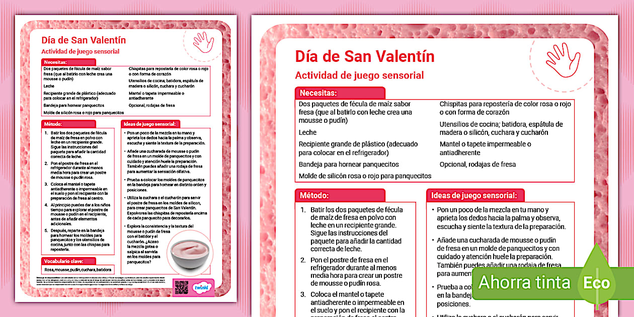 Actividad de juego sensorial para San Valentín - Twinkl